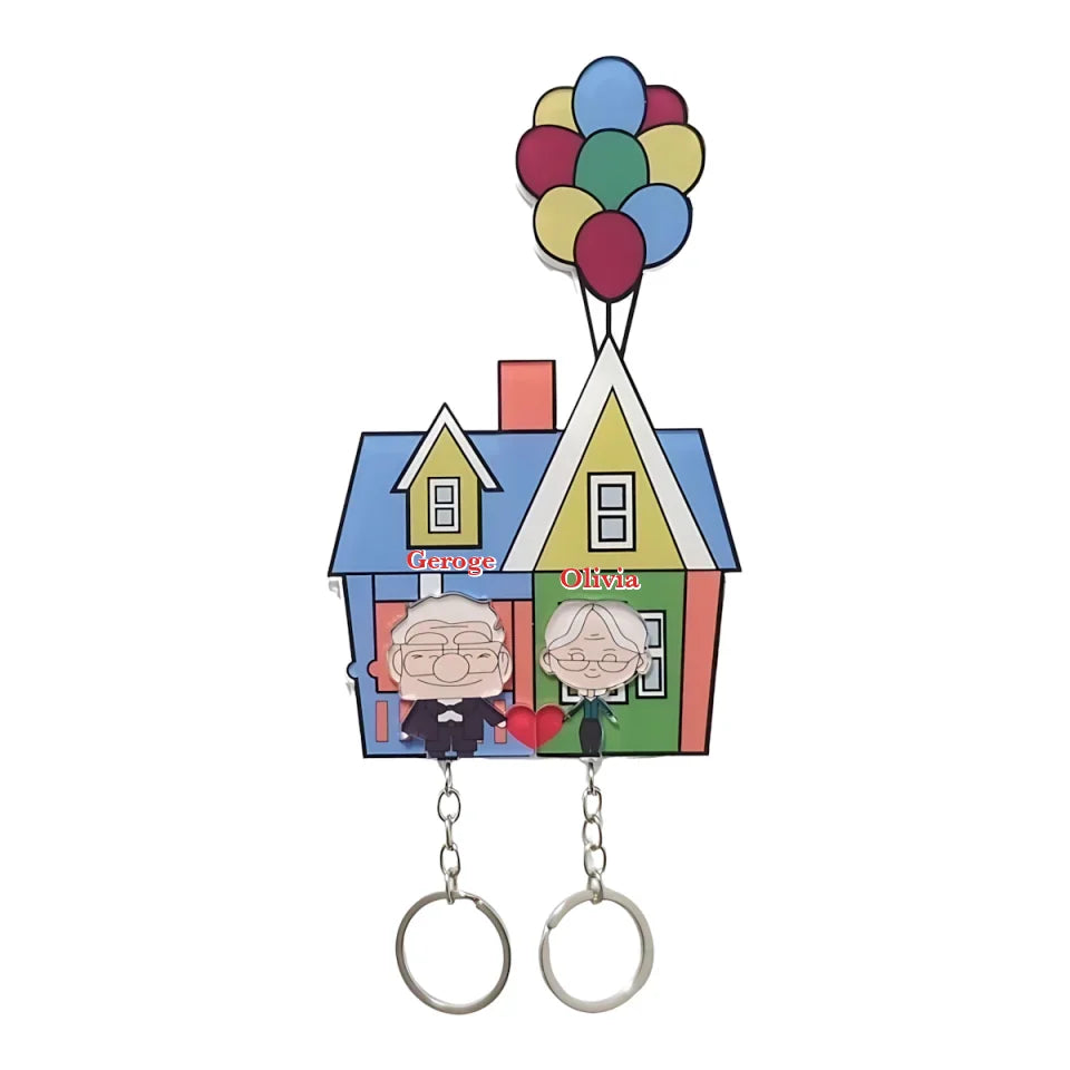 Personalized Couple Keychain & Fridge Magnet - "Up" House Design - Cus ...
